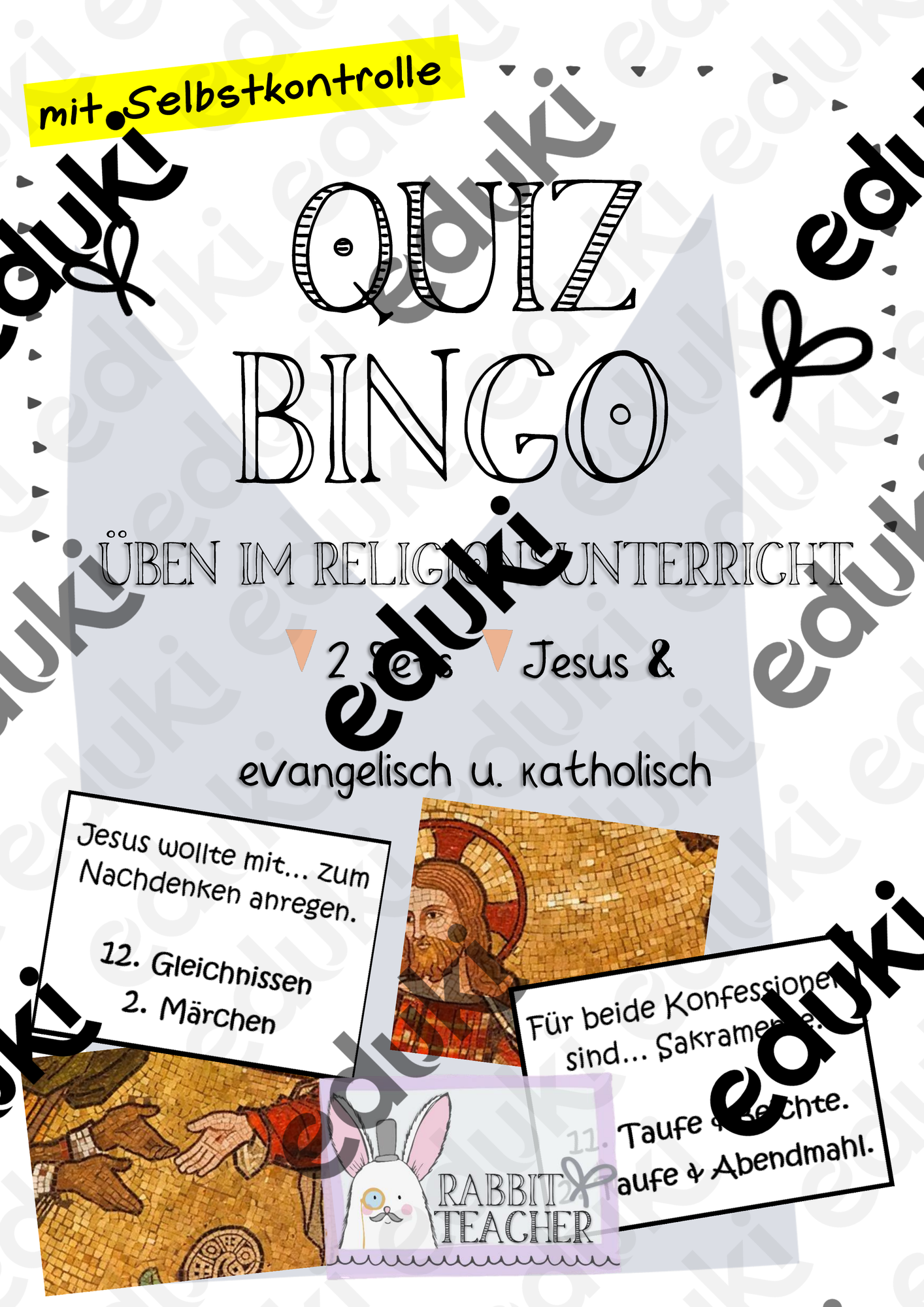 Quizbingo: Christentum (Jesus, evangelisch und katholisch) – Unterrichtsmaterial im Fach Religion