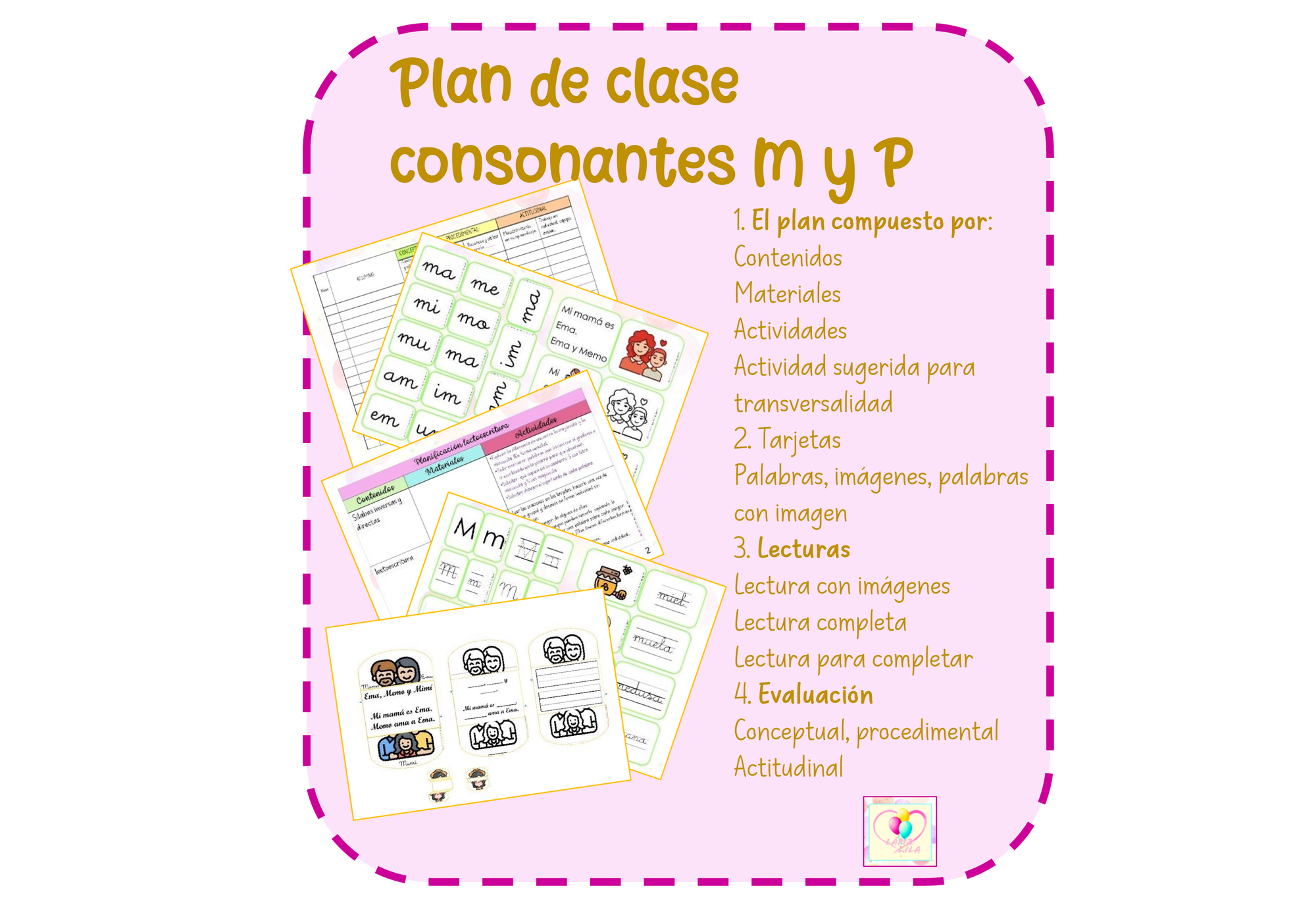 PLAN DE CLASE CONSONANTES M P LÁPIZ LILA - material didáctico de las ...