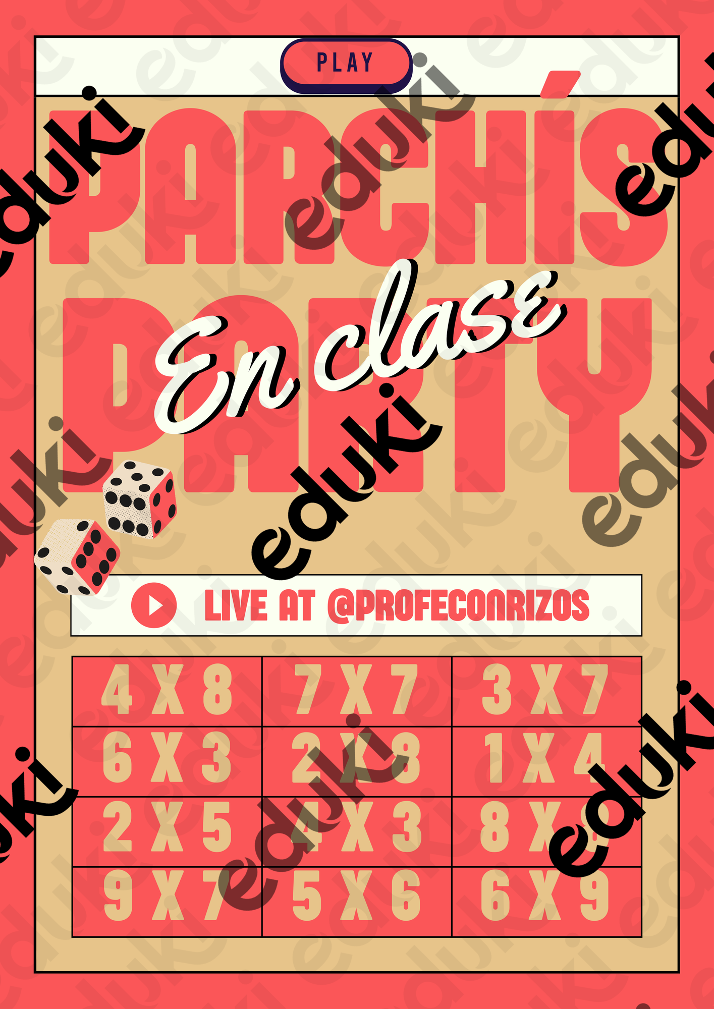 PARCHÍS PARA TRABAJAR LAS TABLAS DE MULTIPLICAR - material de la ...