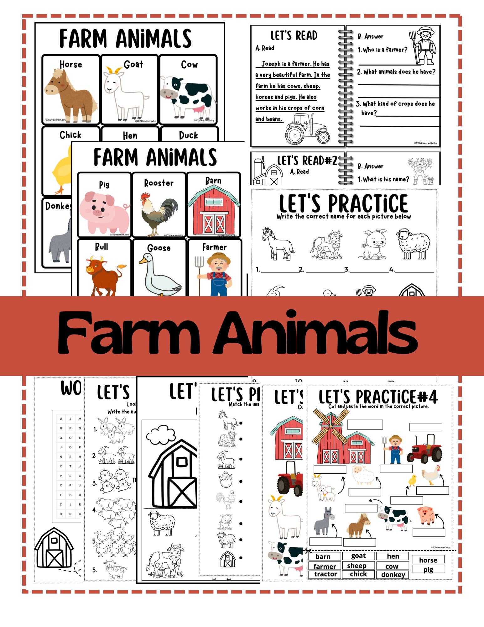 Farm Animals Vocabulary /Vocabulario animales de la granja - material ...