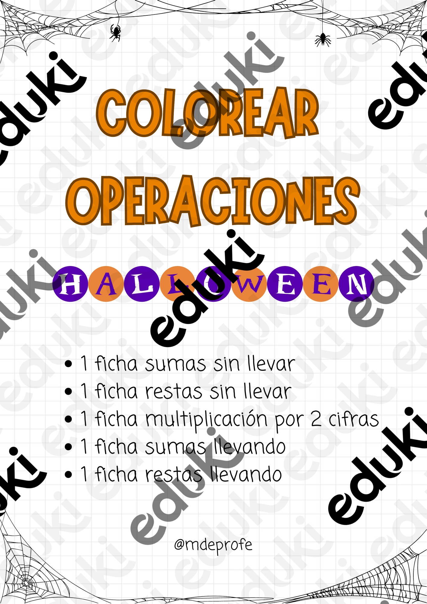 fichas colorear operaciones halloween - material de la siguiente ...
