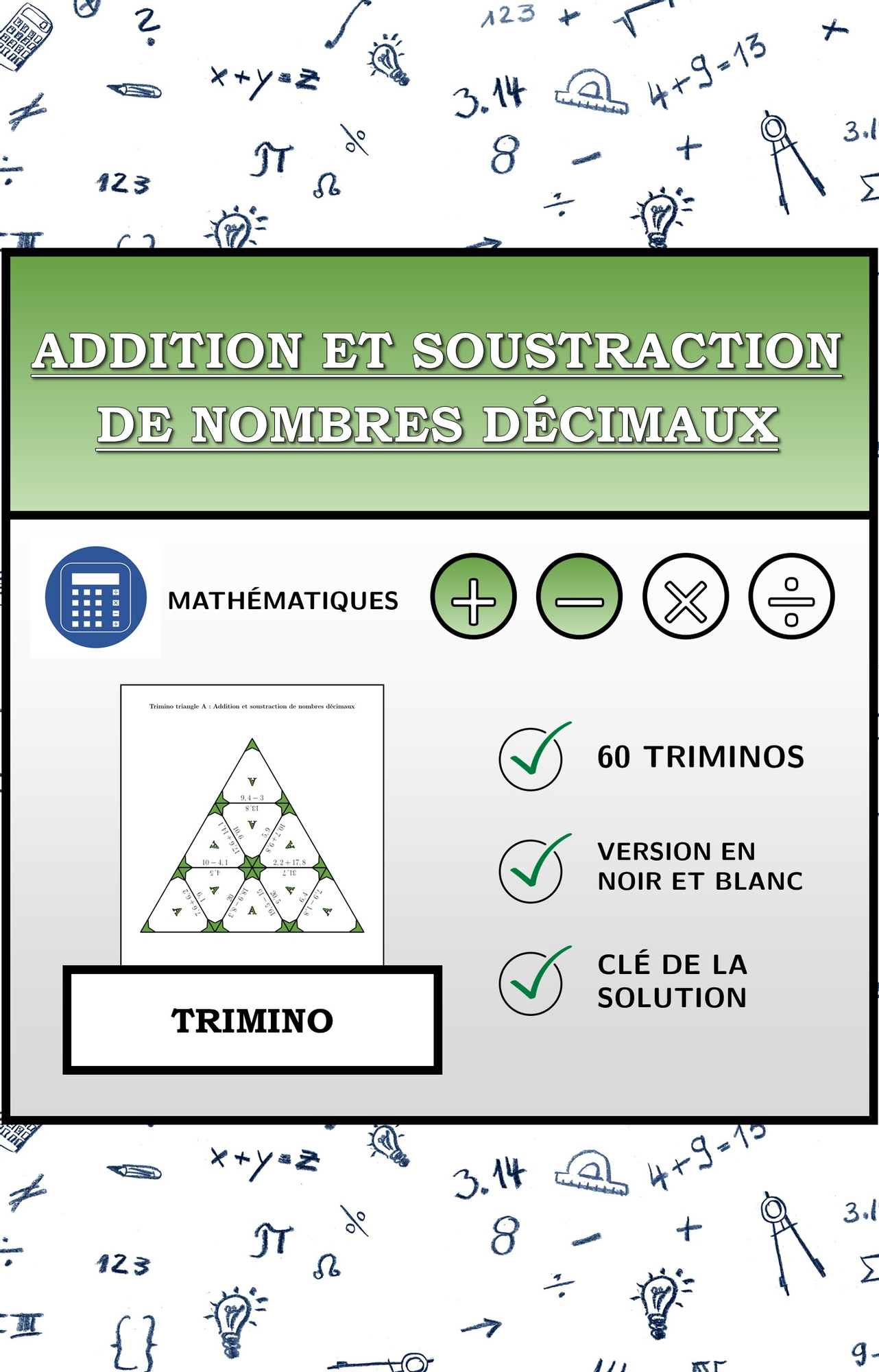 Trimino | Addition et soustraction de nombres décimaux | Activité ...